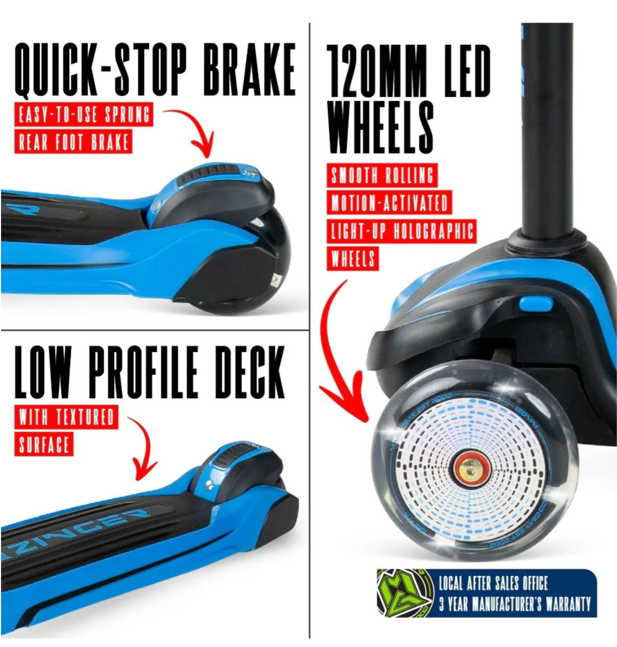 Madd Gear Zinger 3 Wheeled Scooter - Blue — Techoutlet